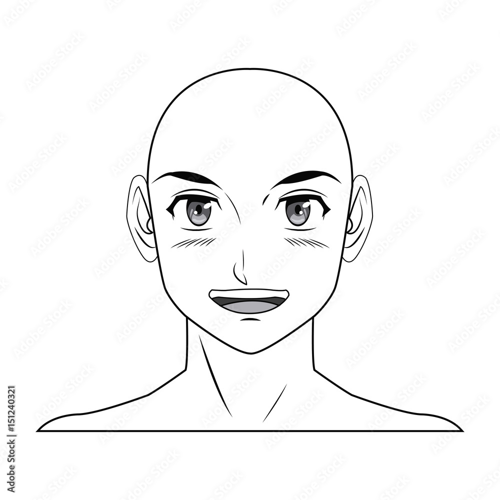 young guy. anime boy character japanese outline vector illustration ...