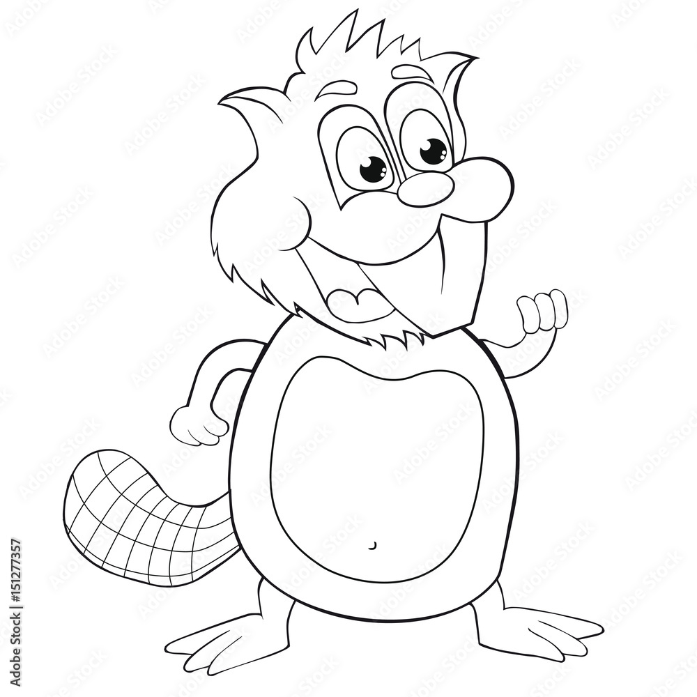Coloring book cartoon beaver. Vector clip art for children. Stock ...