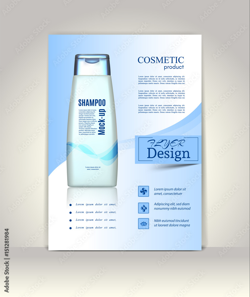 Flyer, brochure or magazine cover template. Cosmetic ads poster.3D ...