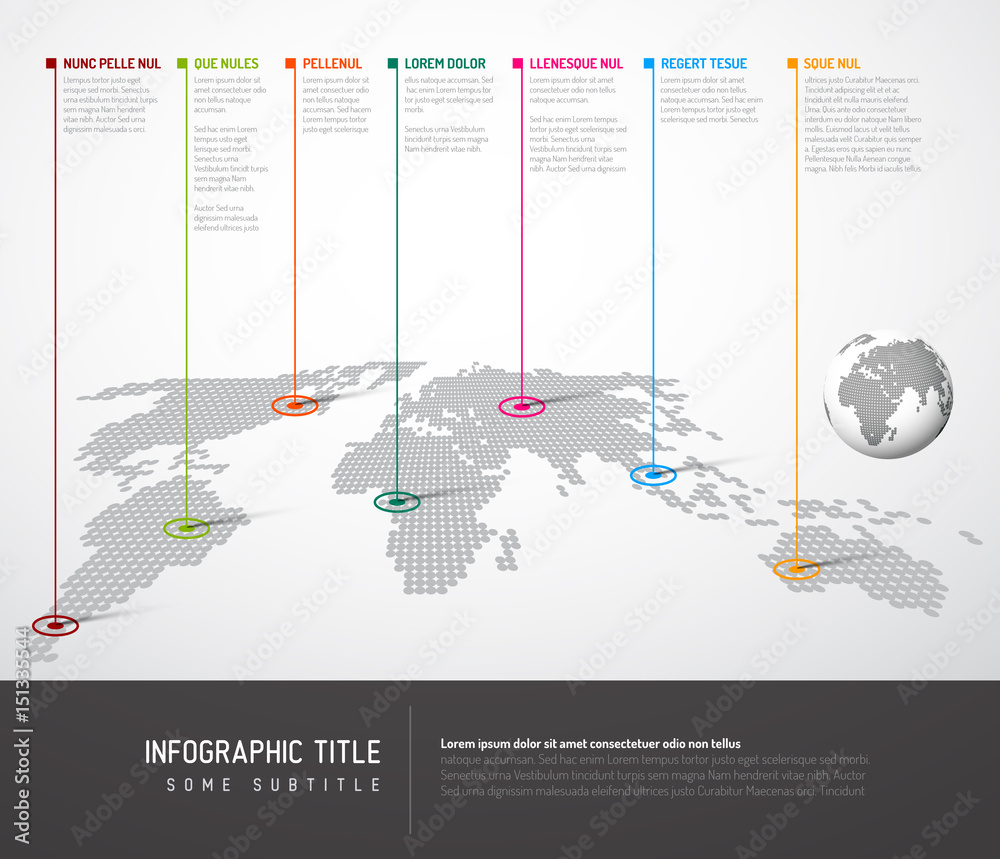 Infographic: Light World map with pointer marks Stock Vector | Adobe Stock