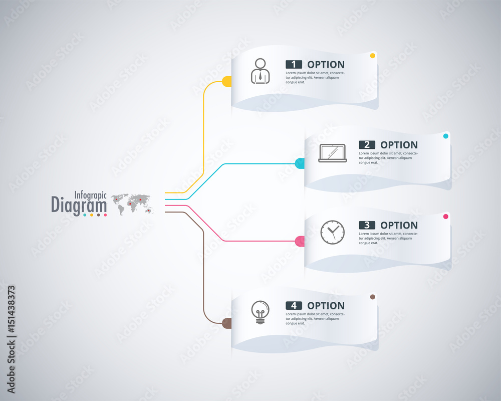 infographic diagram color line 4 choice. vector illustration. Stock ...