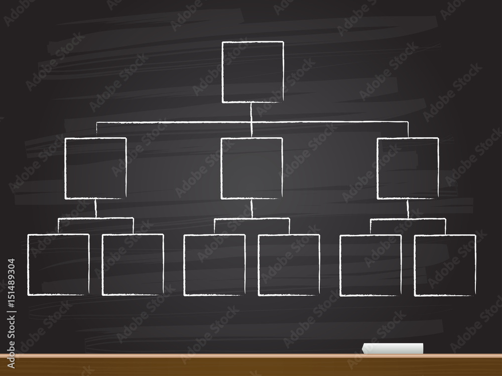 Chalk hand drawing with hierarchy chart. Vector illustration. Stock ...
