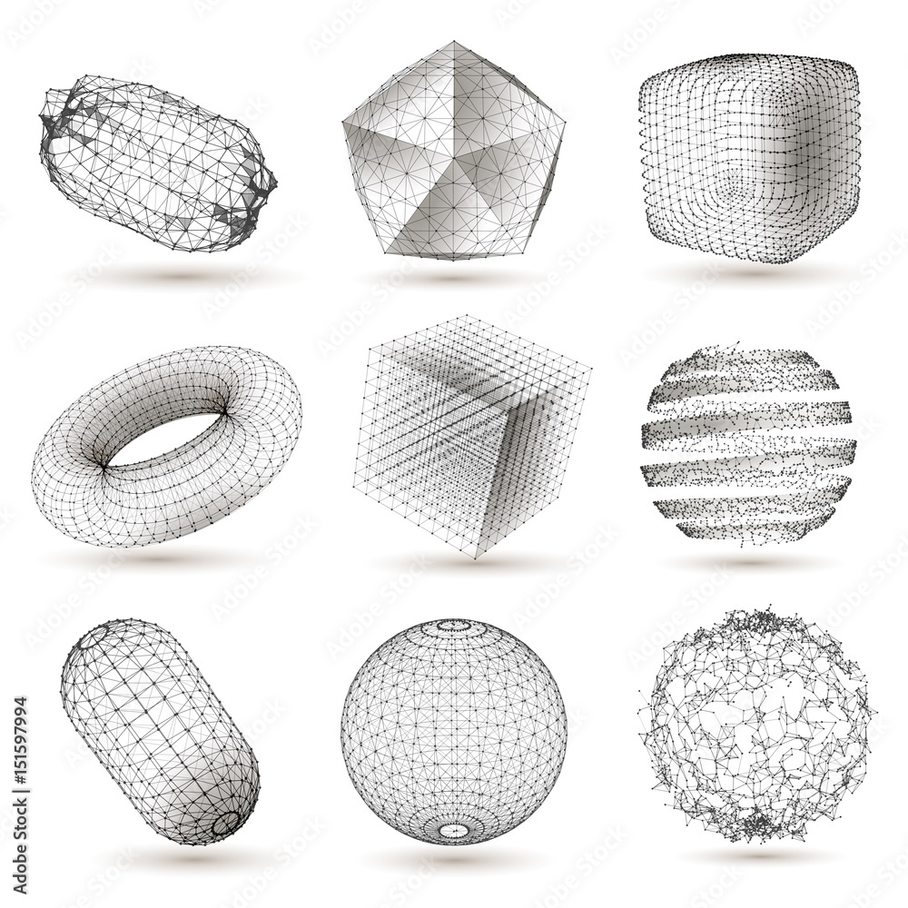 Digital Geometric Shapes Set Stock Vector | Adobe Stock