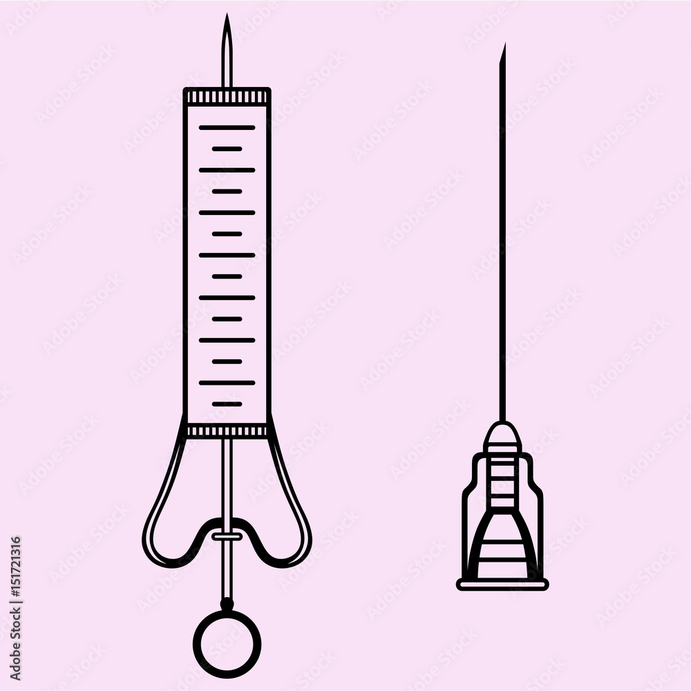 syringe and needle vector silhouette isolated Stock Vector | Adobe Stock