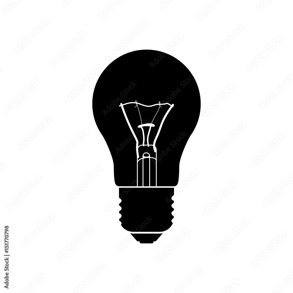 Silhouette of Flat black halogen lamp in cutaway style. Classical ...