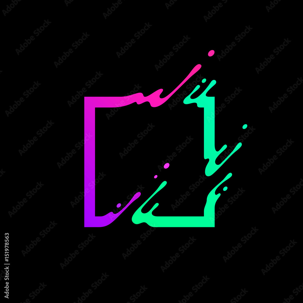 Vector illustration. Abstract colorful square. Dynamic splash liquid ...