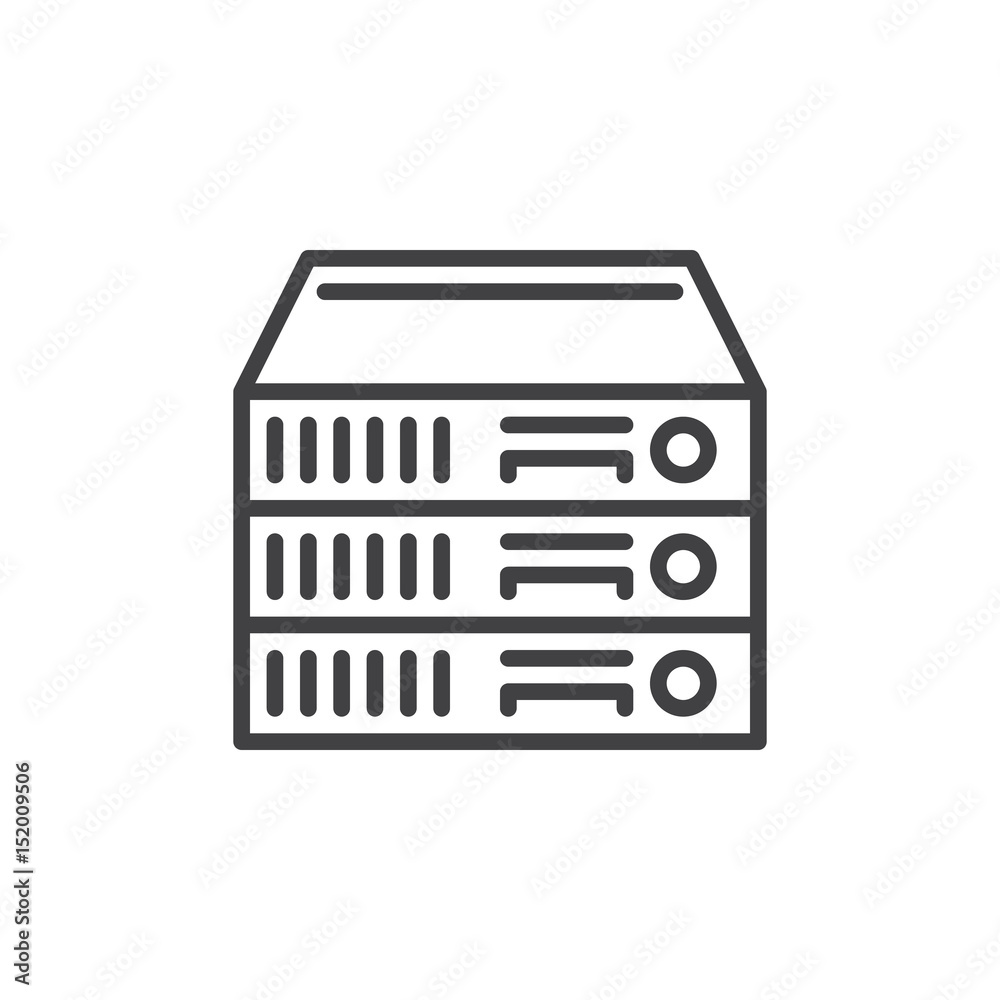 Rack Servers line icon, outline vector sign, linear style pictogram ...