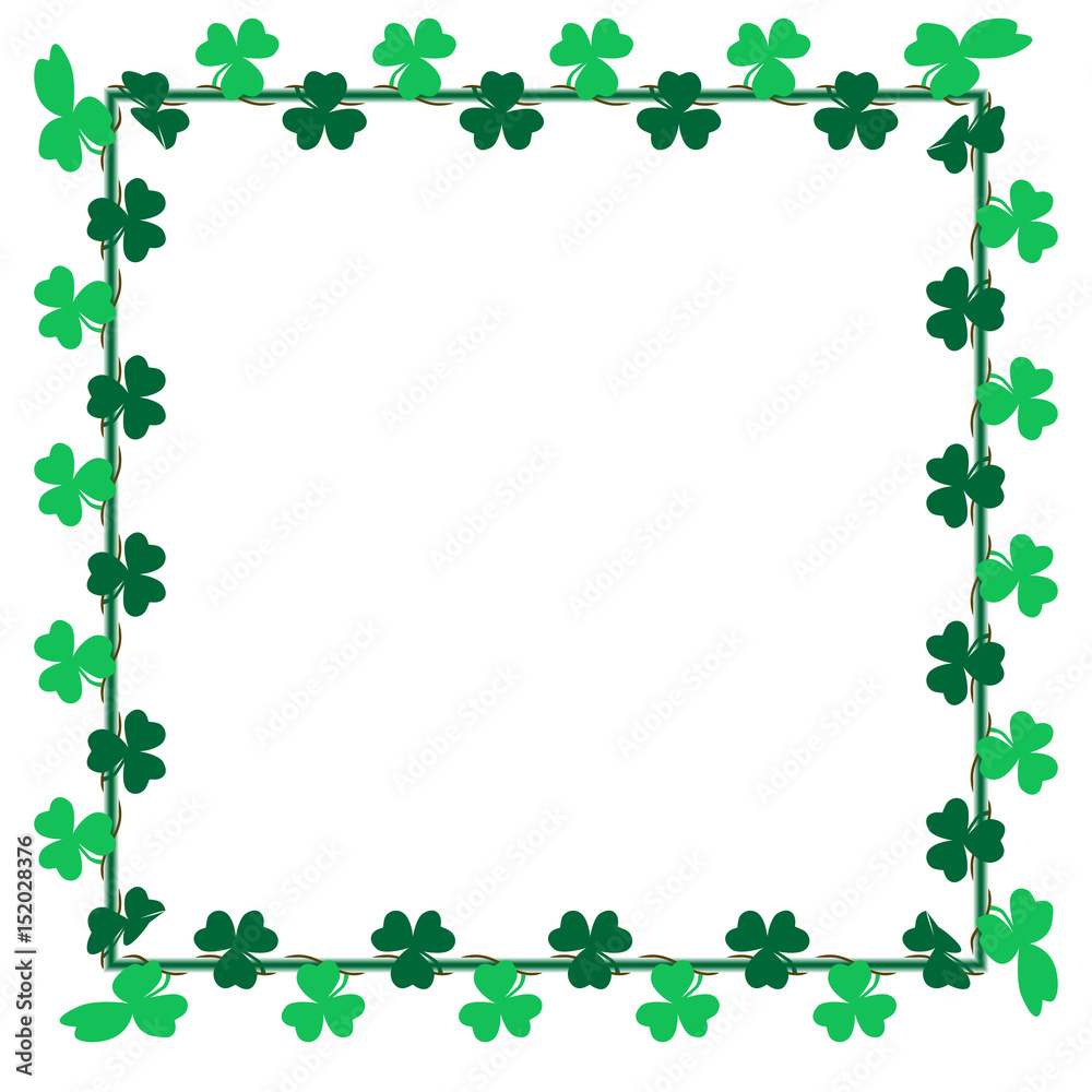 Saint Patrick’s Day Frame border. Green leaf Shamrock clip art for card ...