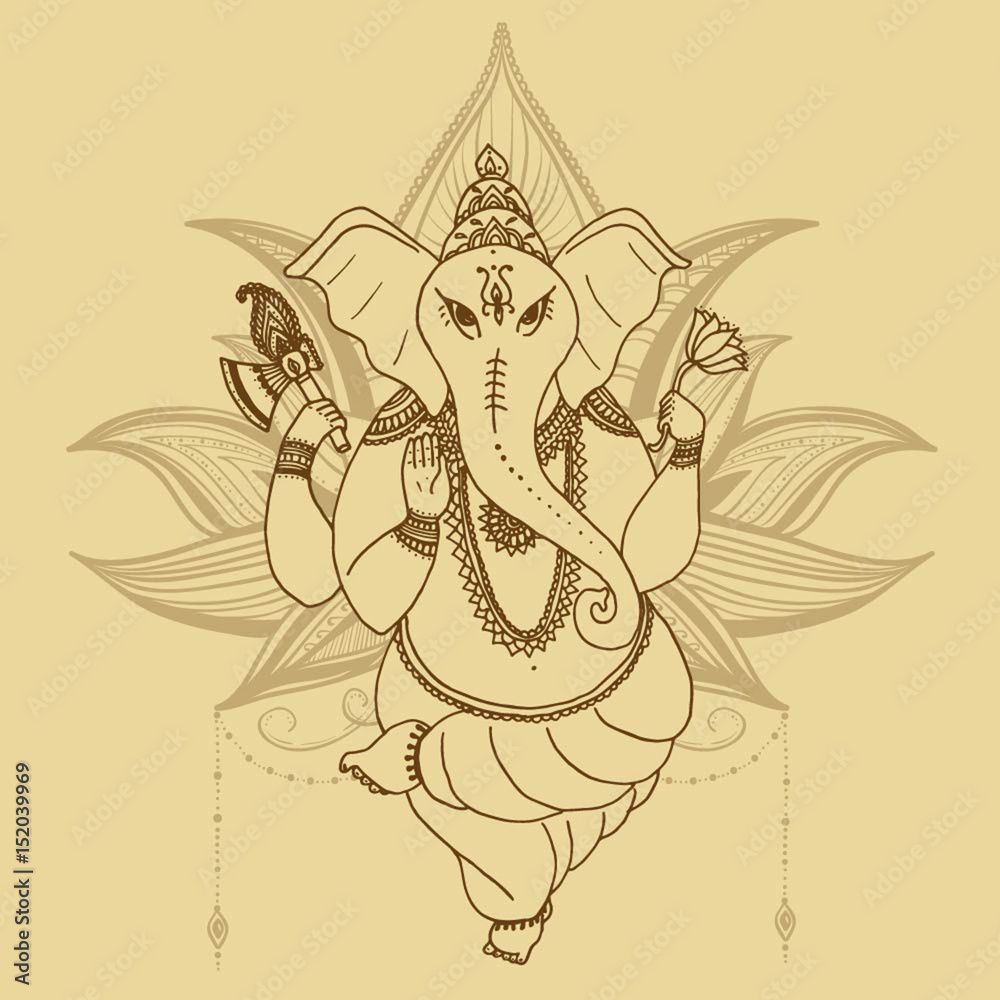 Sitting Lord Ganesha, vector illustration Stock Vector | Adobe Stock