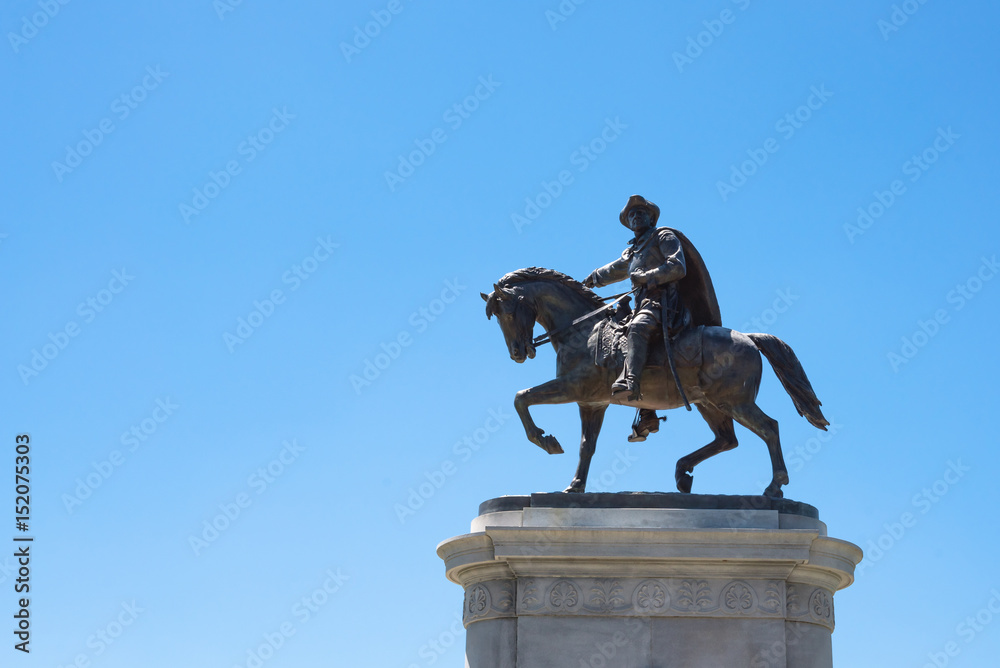 The statue of Sam Houston in Hermann Park, downtown of Houston, Texas ...