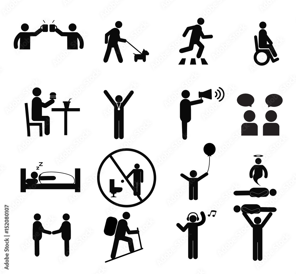 Human pictogram set vector.silhouette human activity,General people ...