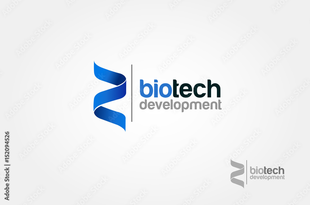Biotech Development Vector Logo Template. Blue ribbon vector design ...