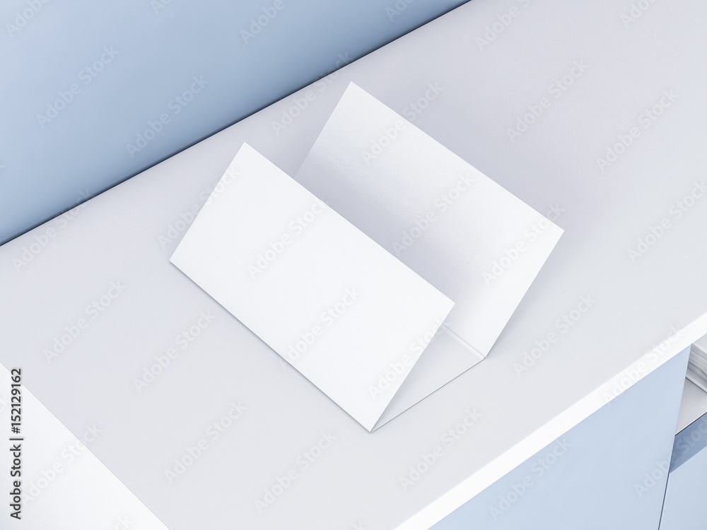Blank leaflet Mockup on table, 3d rendering Stock Illustration | Adobe ...
