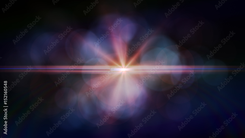 Real Lens Flare Shot in Studio over Black Background. Easy to add as ...