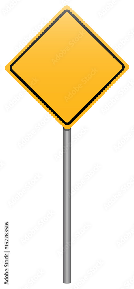 Yellow rhombus road sign on stick Stock Vector | Adobe Stock