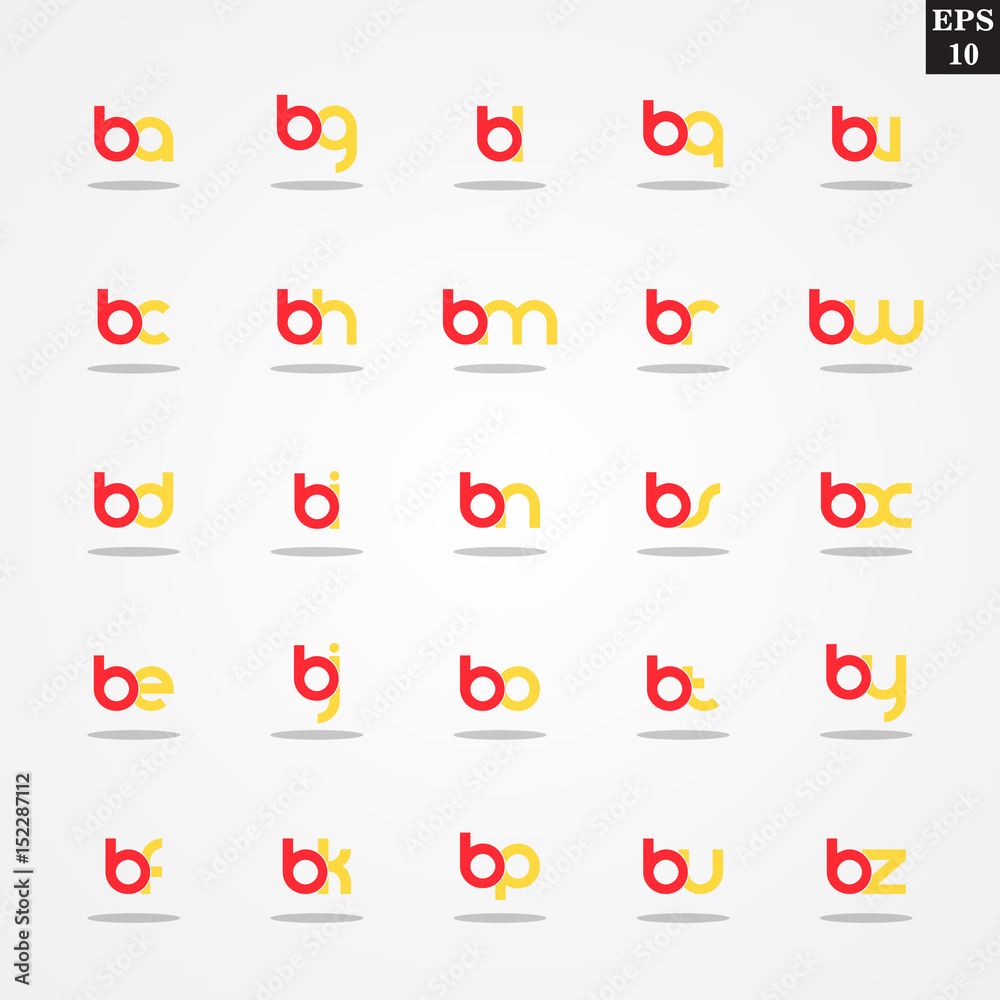 Initial letter B compilation from A to Z lowercase logo design template ...