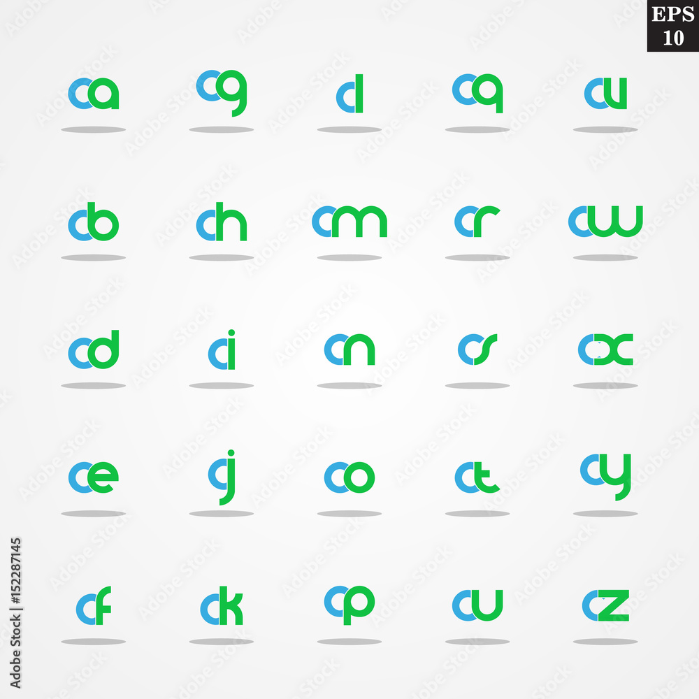 Initial letter C compilation from A to Z lowercase logo design template ...