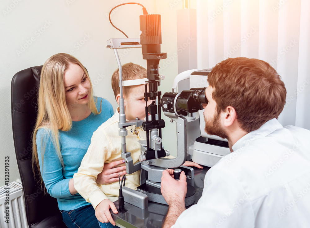 Slit lamp examination. Biomicroscopy of the anterior eye segment. Stock ...