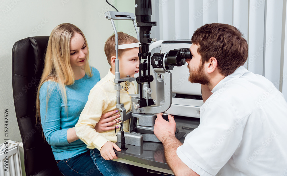 Slit lamp examination. Biomicroscopy of the anterior eye segment. Stock ...