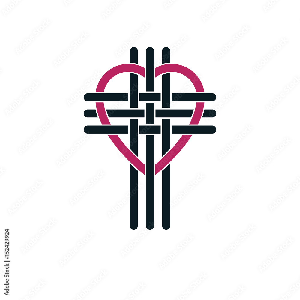 True Christian Love and Belief in God, vector creative symbol design ...