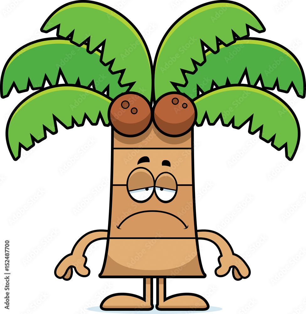 Sad Cartoon Palm Tree Stock Vector | Adobe Stock