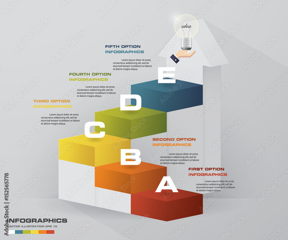 Abstract 5 steps business presentation template. 5 steps color align in ...