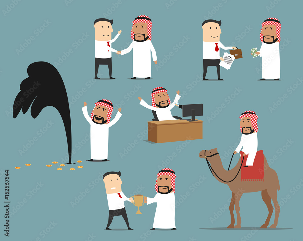 Saudi arabian businessman cartoon character set Stock Vector | Adobe Stock