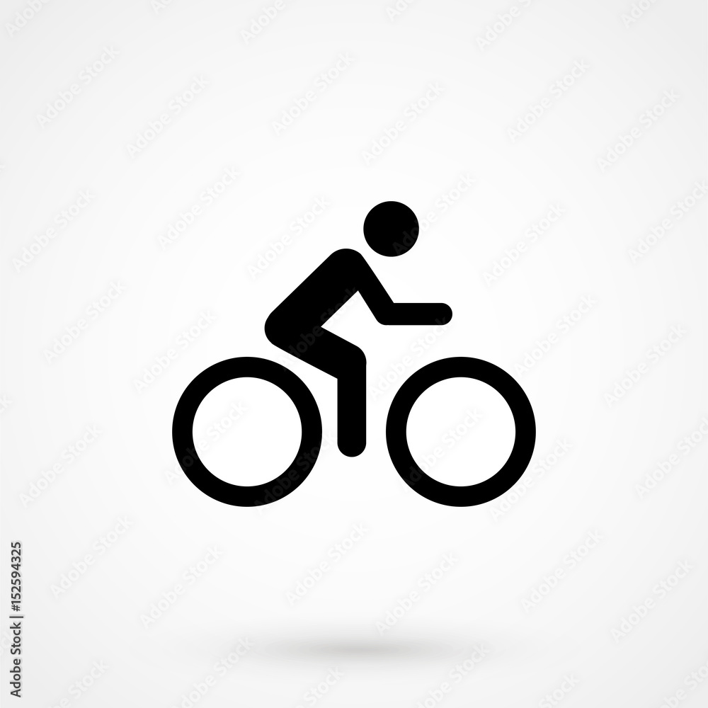 Cyclist icon. Simple flat logo of cyclist on white background ...