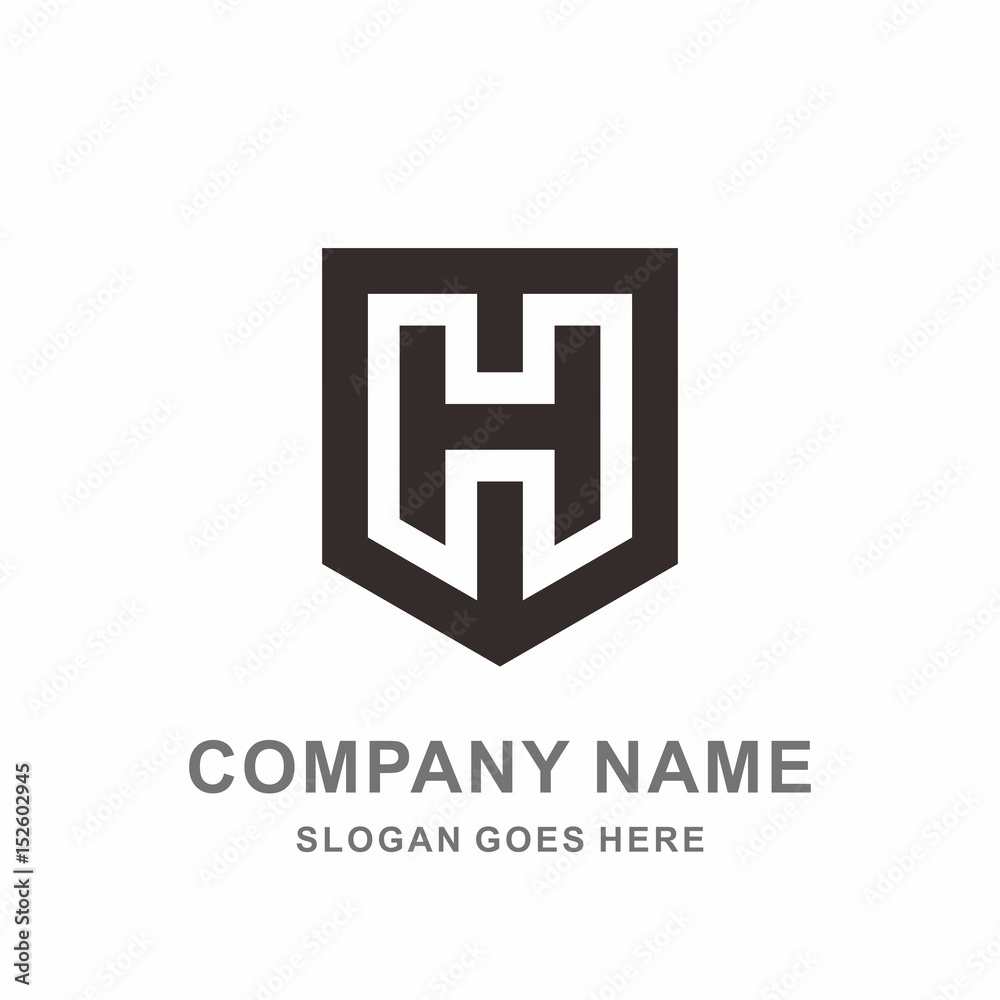 Monogram Letter H Square Shield Space Interior Architecture ...