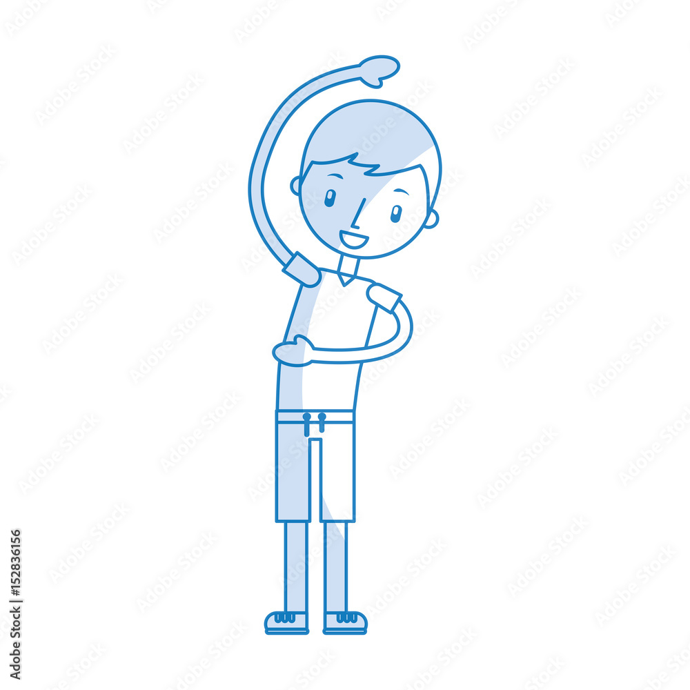 cartoon boy stretching up vector illustration graphic design Stock ...