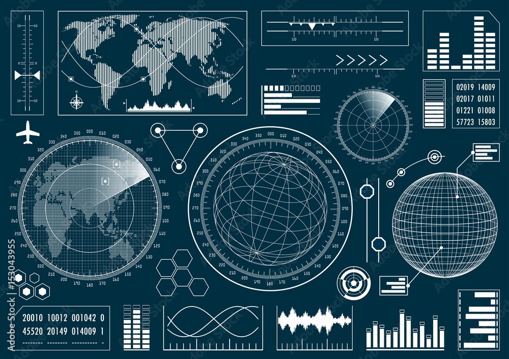 Set of futuristic user interface HUD. Infographic design elements and ...