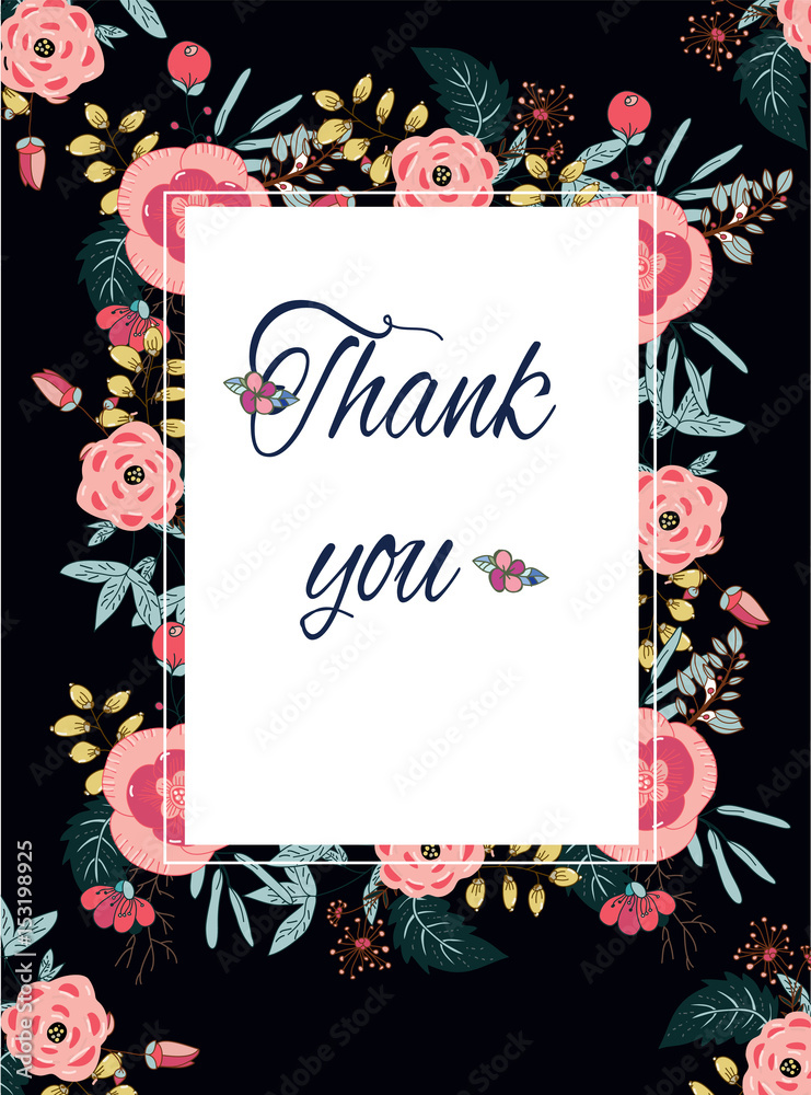 colorful background with flower pattern and the words thank you on dark ...