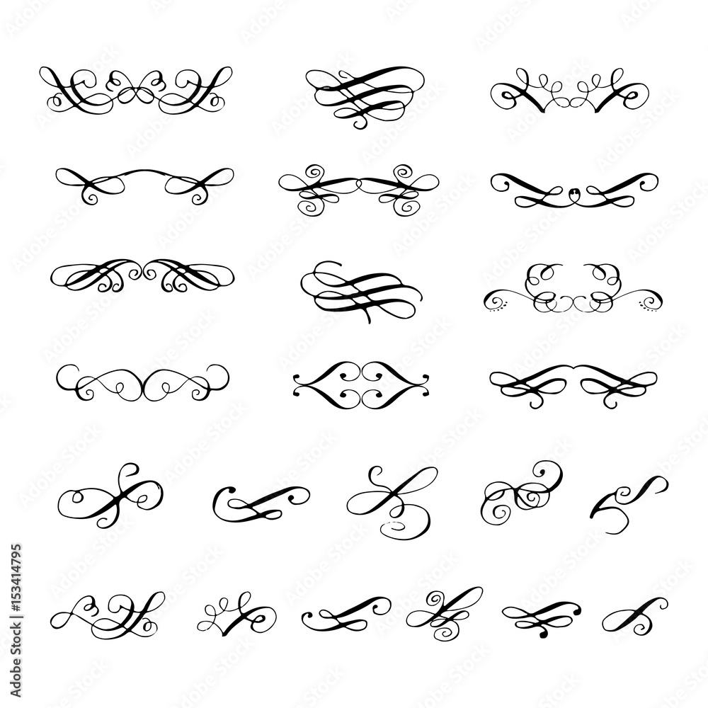 Business flourish signs, ornate elements. Vintage decor elements ...