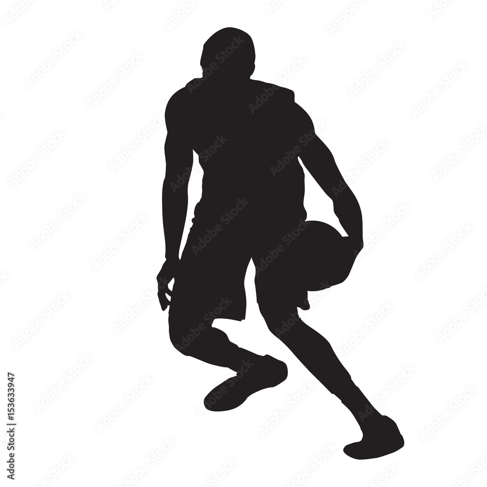 Basketball player crossover dribbling, vector silhouette Stock Vector ...