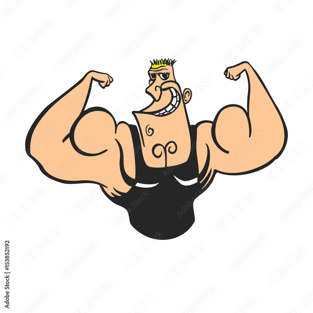 Cartoon character, muscular man, vector illustration, fitness model ...