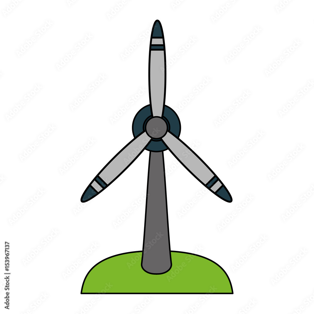 color image cartoon wind turbine eolic energy vector illustration Stock ...