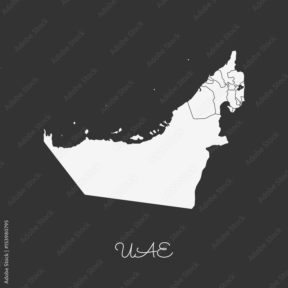 UAE region map: white outline on grey background. Detailed map of UAE ...