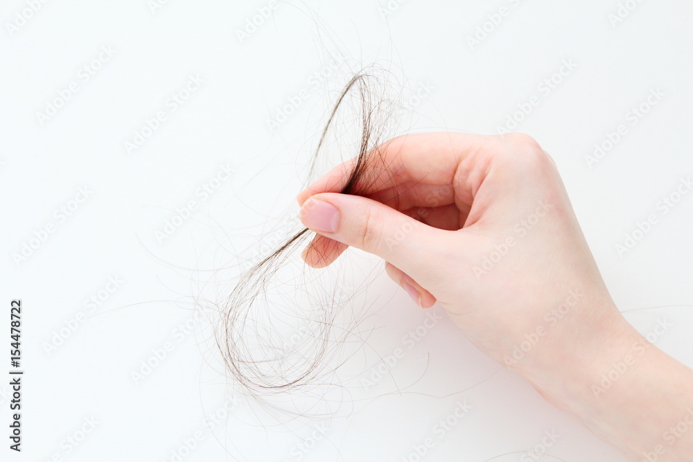 Stock-Foto „Female hand holding long hair“ | Adobe Stock