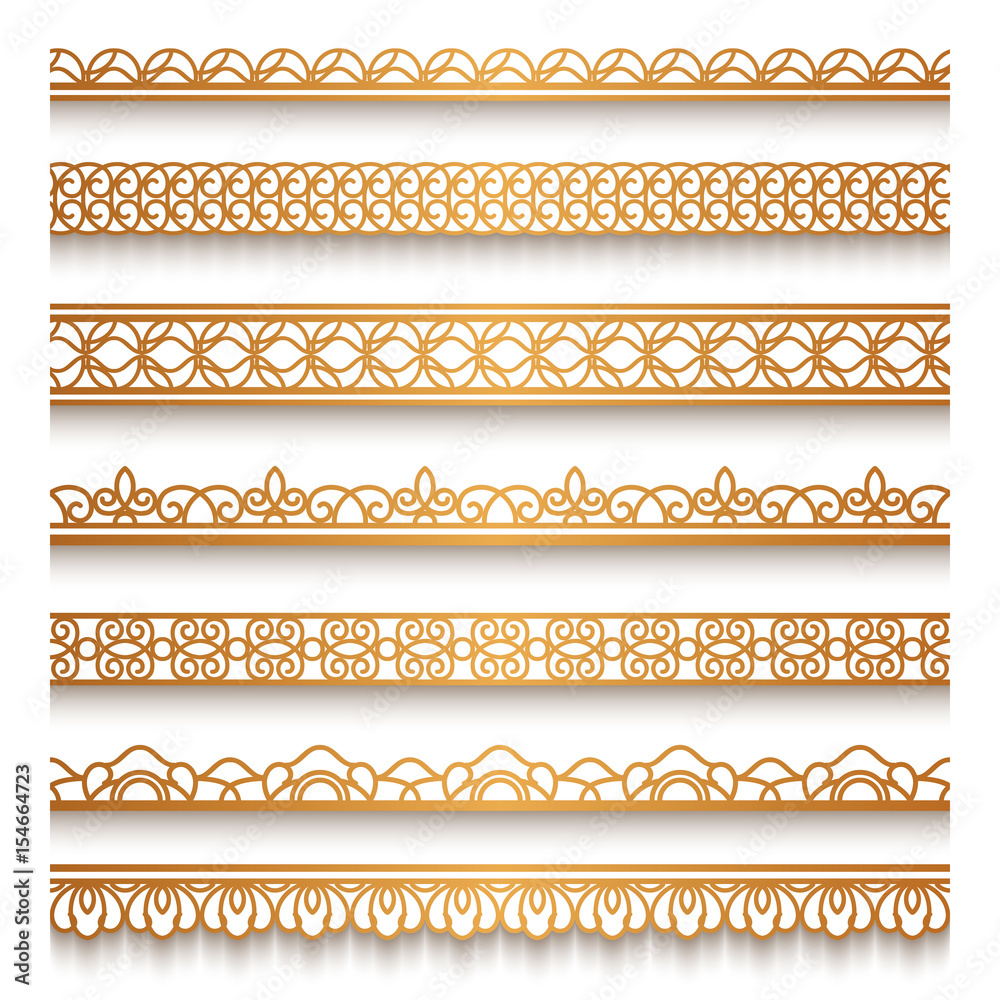 Vector de Stock Set of gold borders on white | Adobe Stock