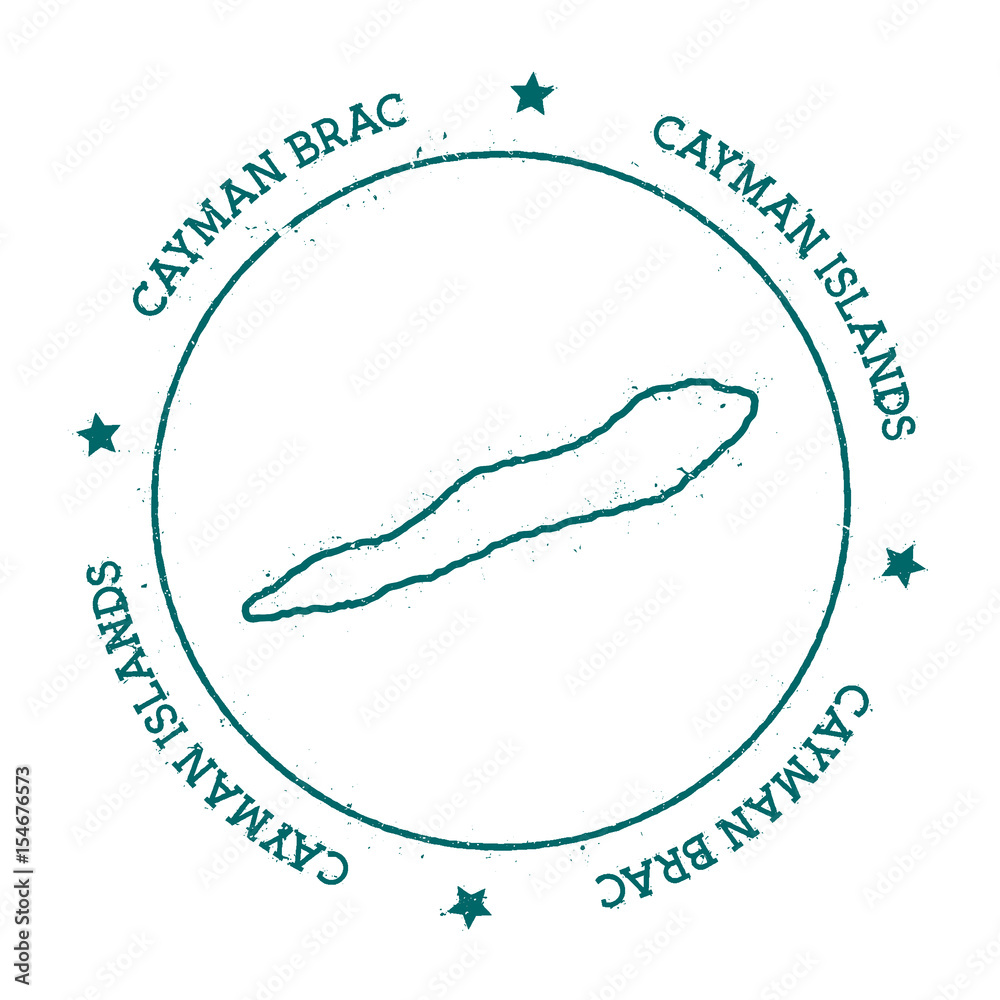 Cayman Brac vector map. Distressed travel stamp with text wrapped ...