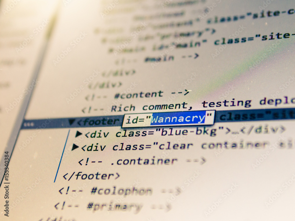 Web Site Source Code, Wannacry Virus Stock Photo | Adobe Stock