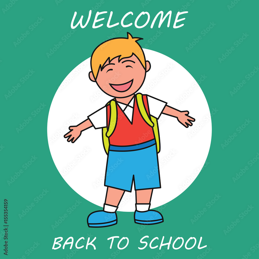 welcome back to school cartoon concept. vector illustration Stock ...