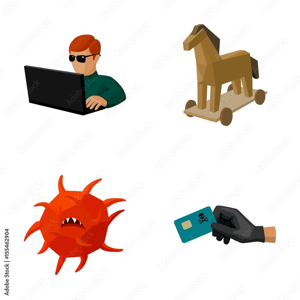 Hacker, hacking, system, internet .Hackers and hacking set collection icons in cartoon style ...