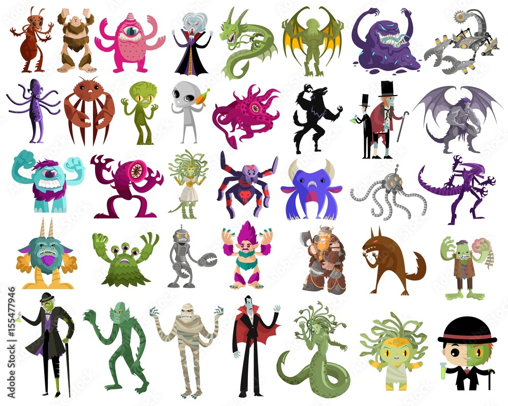 evil villain monsters Stock Vector | Adobe Stock