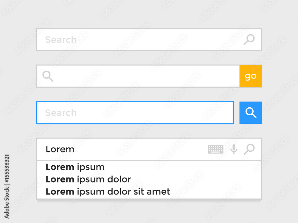 Search bar web page internet browser element vector icons template Stock Vector | Adobe Stock