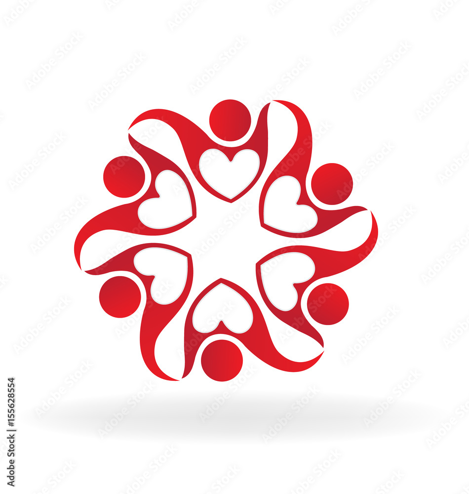 Teamwork heart love logo Stock Vector | Adobe Stock