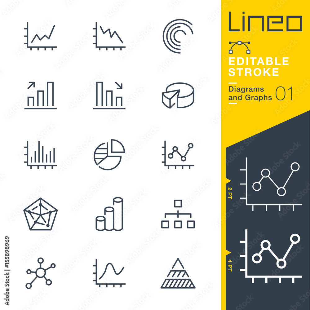 Lineo Editable Stroke - Diagrams and Graphs line icons Vector Icons ...