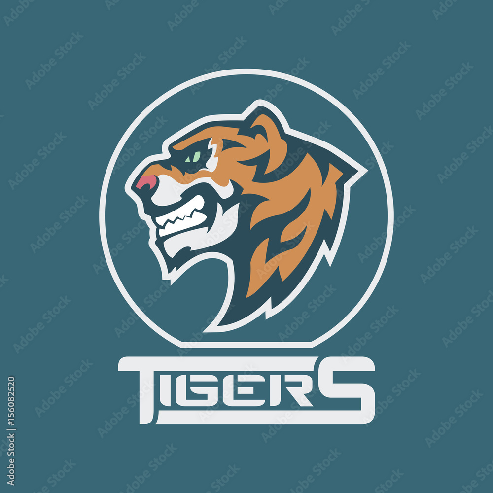 Tiger head mascot, side view. Vector illustration. Stock Vector | Adobe ...