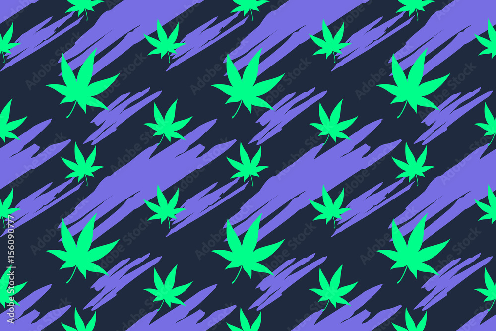 Flashy color cannabis leaves seamless pattern background Stock Vector ...