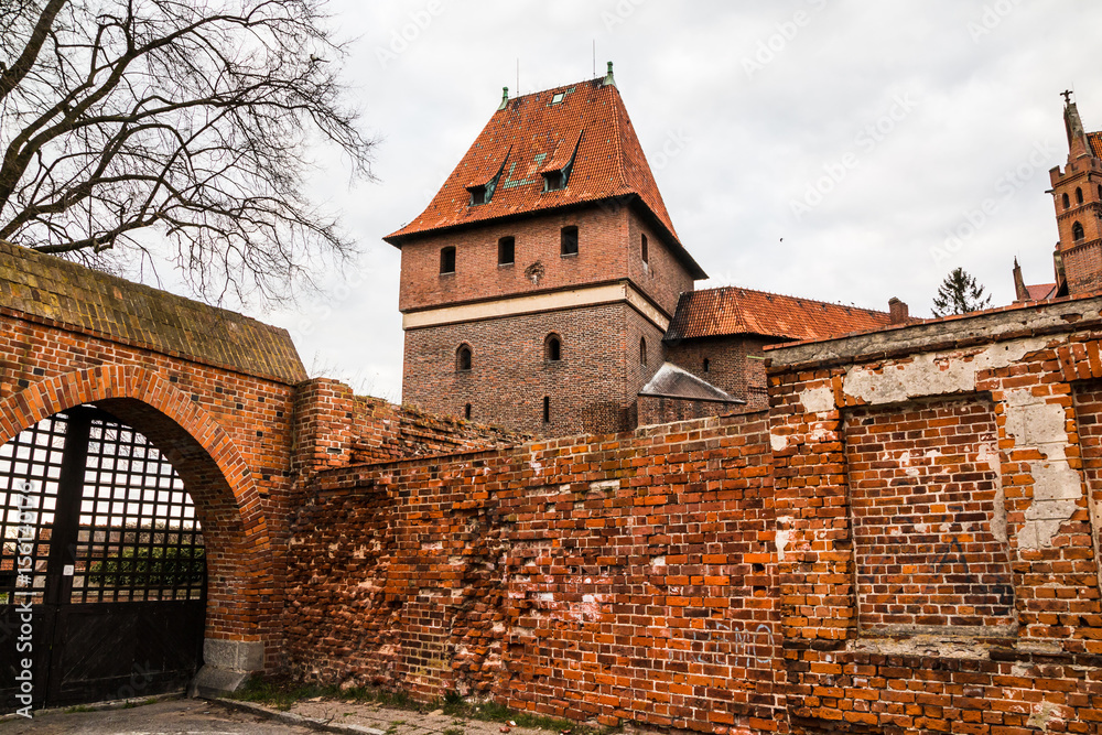Big beautiful castle made of red brick Stock Photo | Adobe Stock